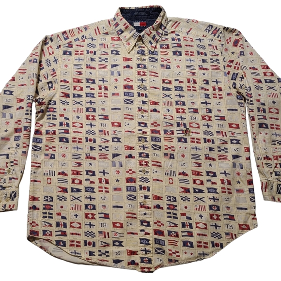 Tommy Hilfiger | Shirts | Vtg Tommy Hilfiger Mens Large Crest Logo ...